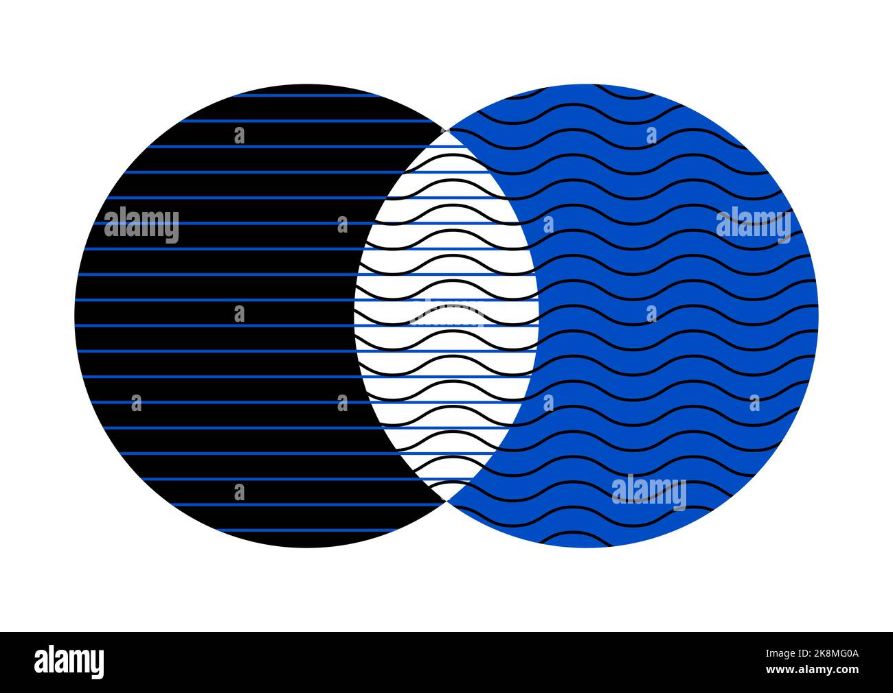 Venn diagram merge circles and wavy lines chart infographic sign Stock ...