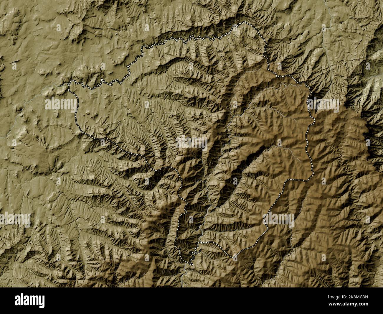 Butha-Buthe, district of Lesotho. Elevation map colored in wiki style ...