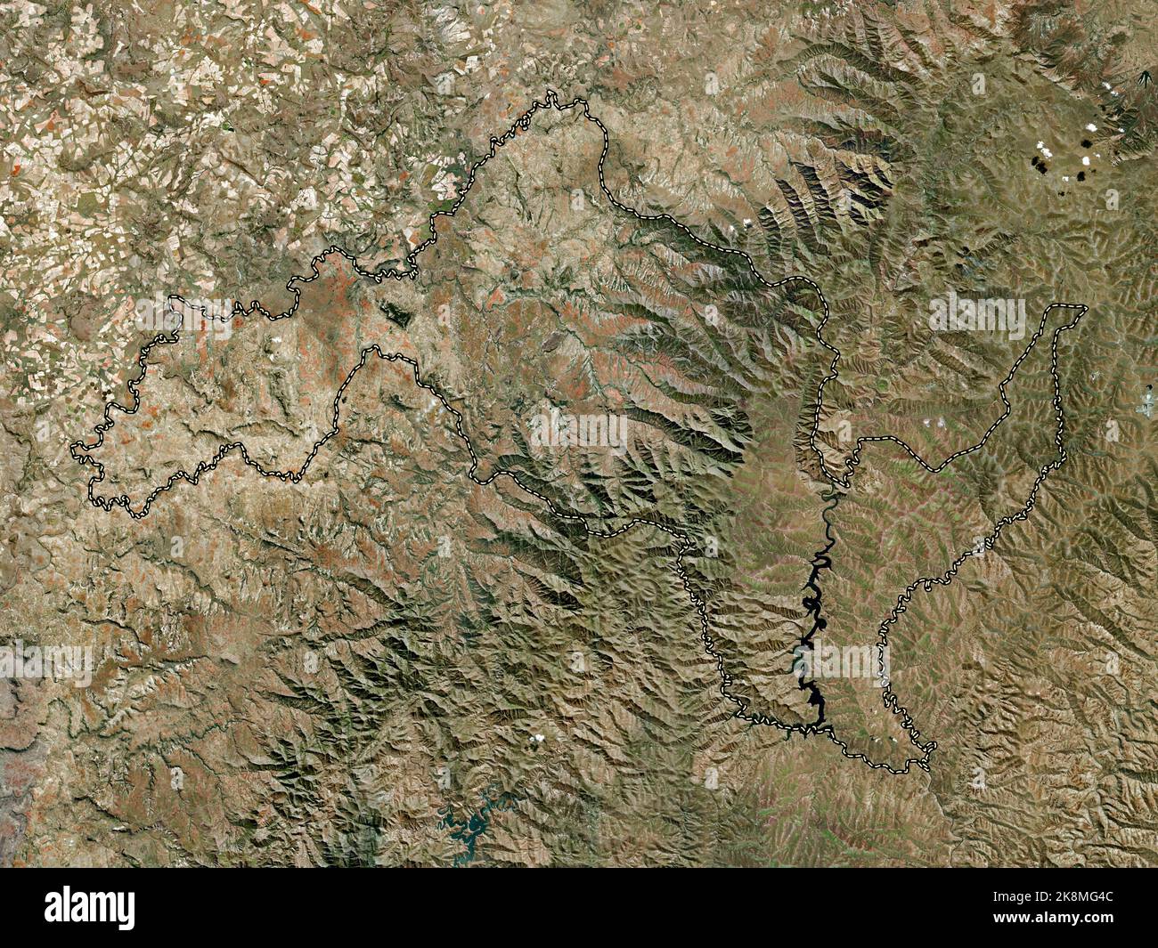 Leribe, district of Lesotho. High resolution satellite map Stock Photo ...
