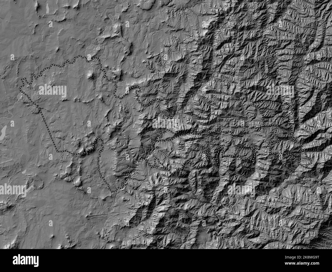 Mafeteng, district of Lesotho. Bilevel elevation map with lakes and ...