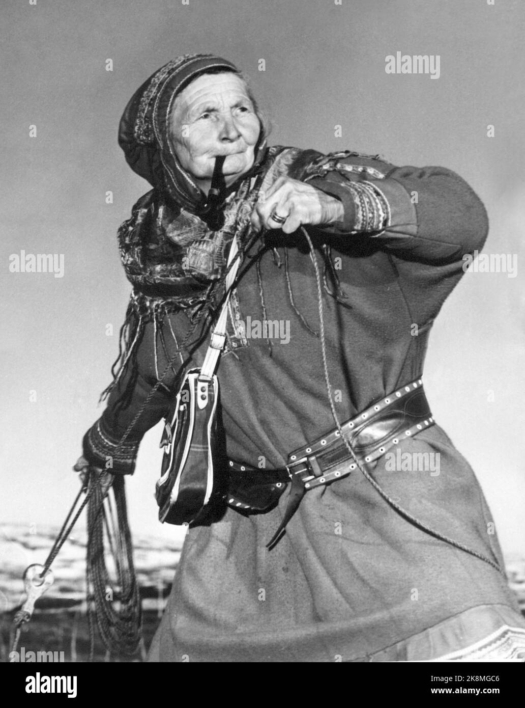 Troms 1961. Sami woman Margrete Kitti owns a few thousand reindeer on ...