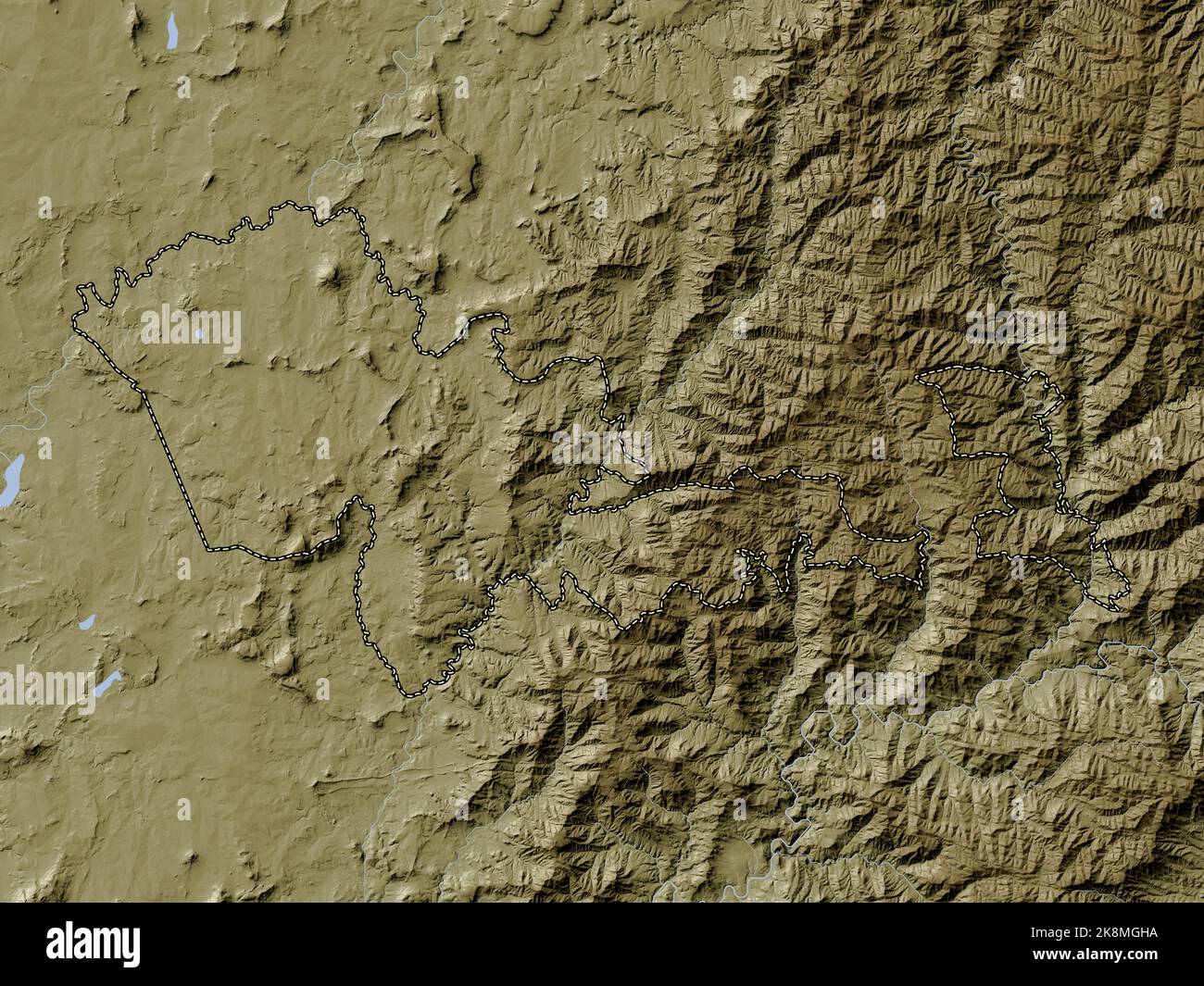 Mafeteng, district of Lesotho. Elevation map colored in wiki style with ...