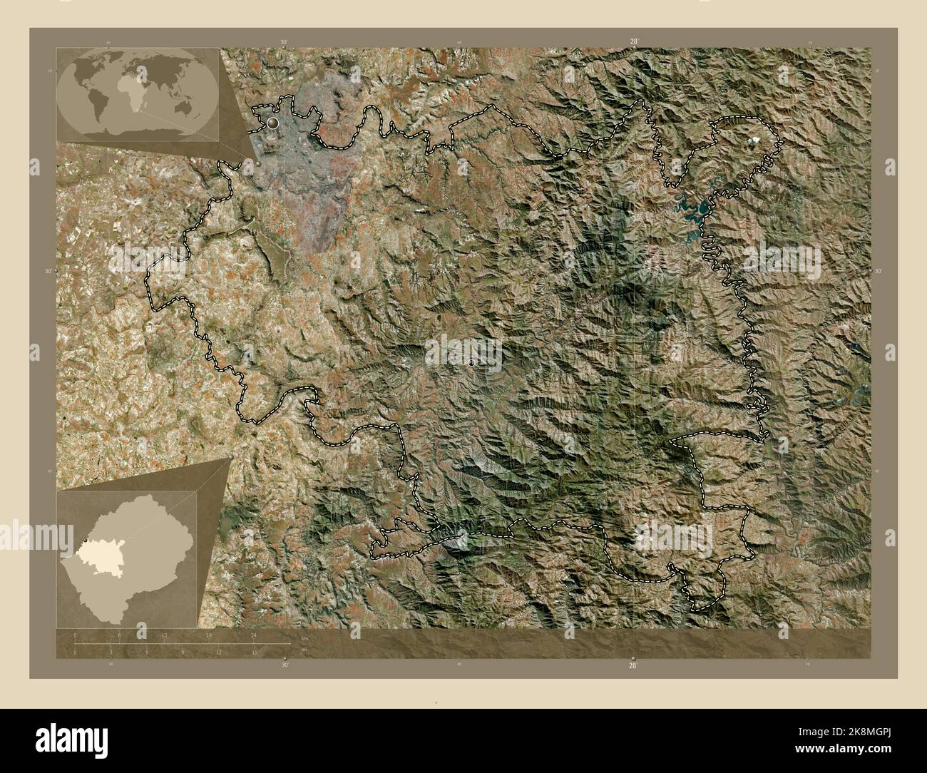 Maseru, district of Lesotho. High resolution satellite map. Locations ...