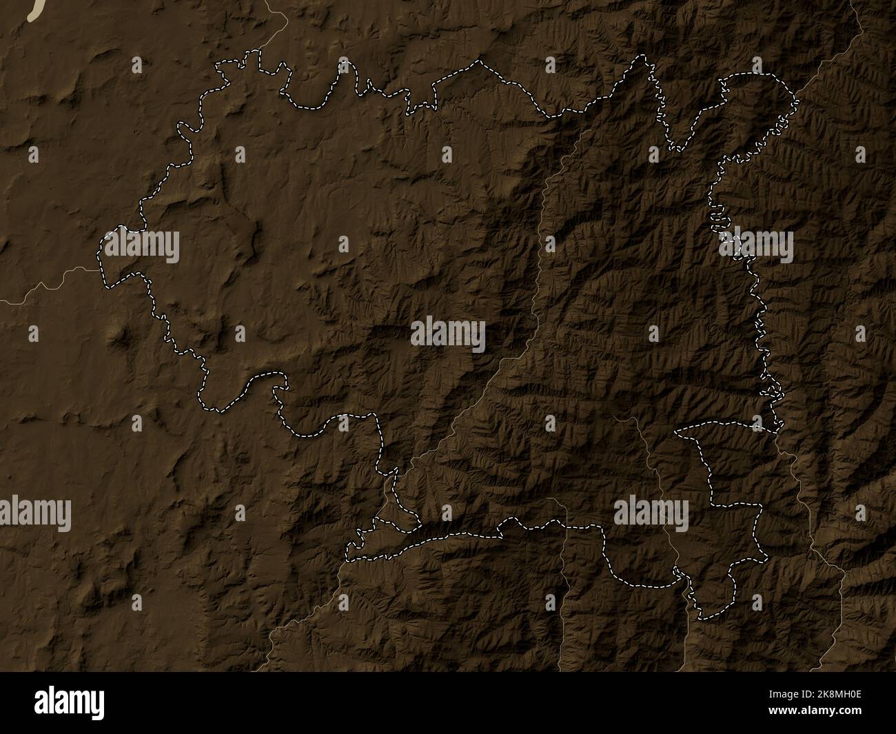 Maseru, district of Lesotho. Elevation map colored in sepia tones with ...
