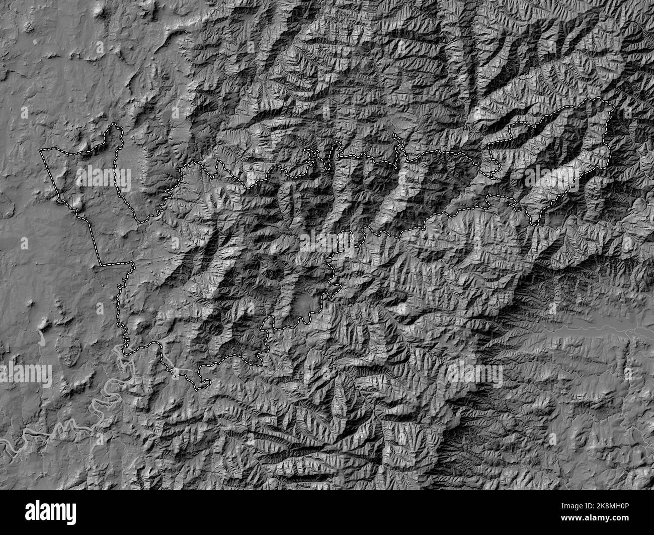 Mohale's Hoek, district of Lesotho. Bilevel elevation map with lakes ...