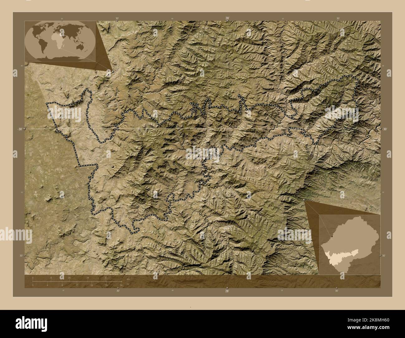 Mohale's Hoek, district of Lesotho. Low resolution satellite map ...