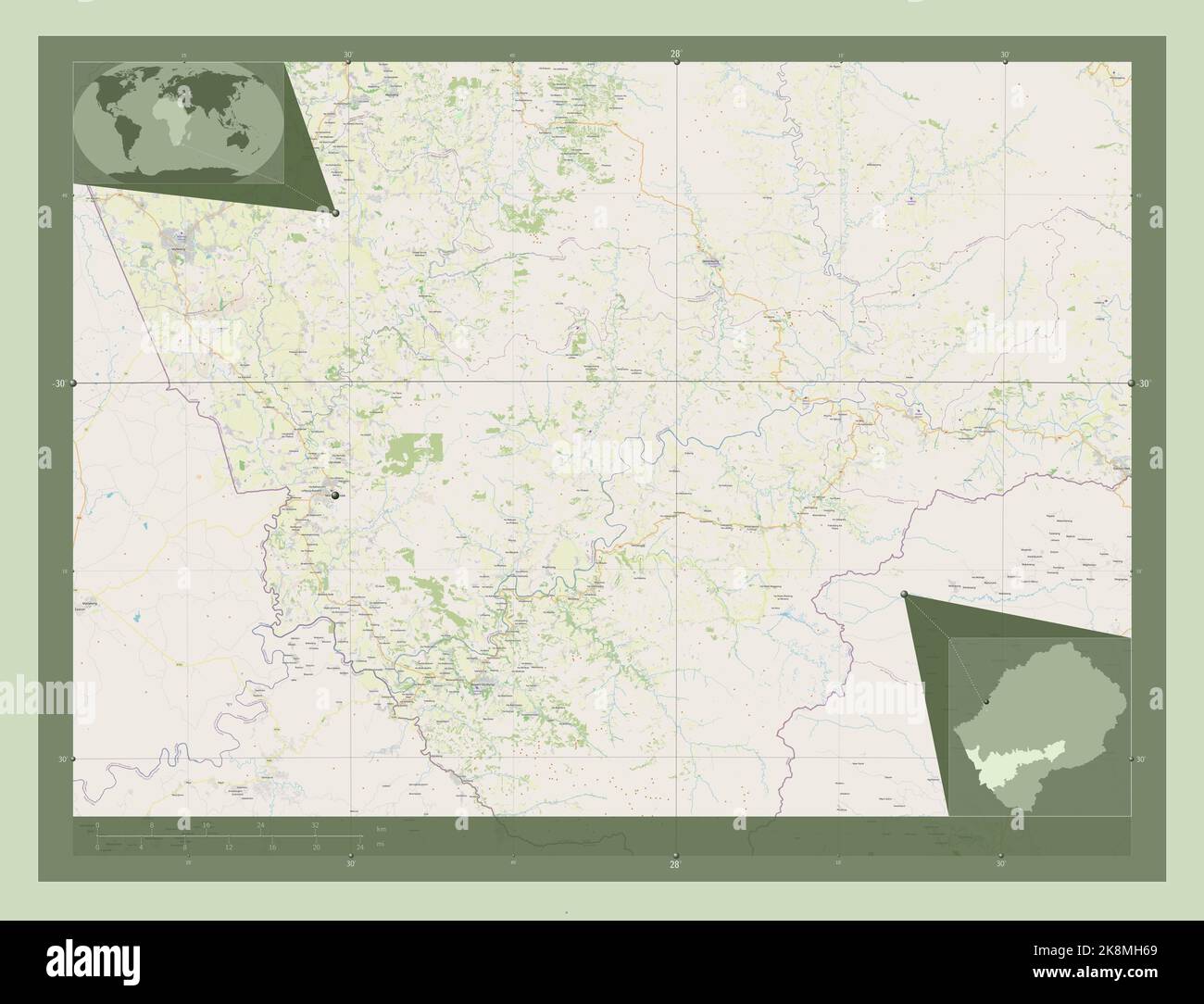 Mohale's Hoek, district of Lesotho. Open Street Map. Locations of major ...