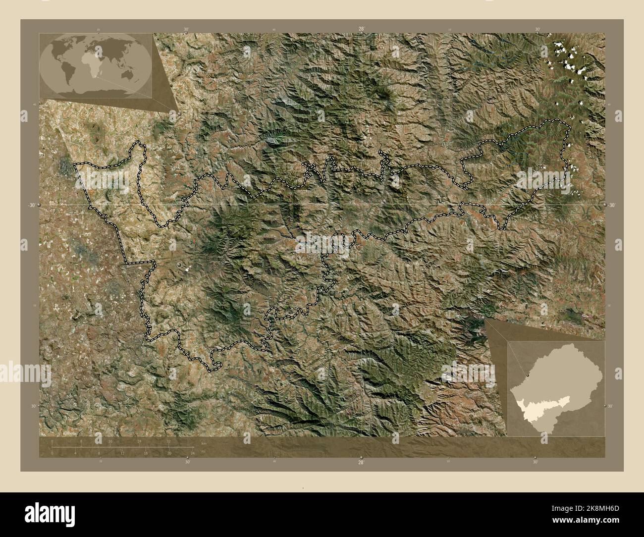 Mohale's Hoek, district of Lesotho. High resolution satellite map ...