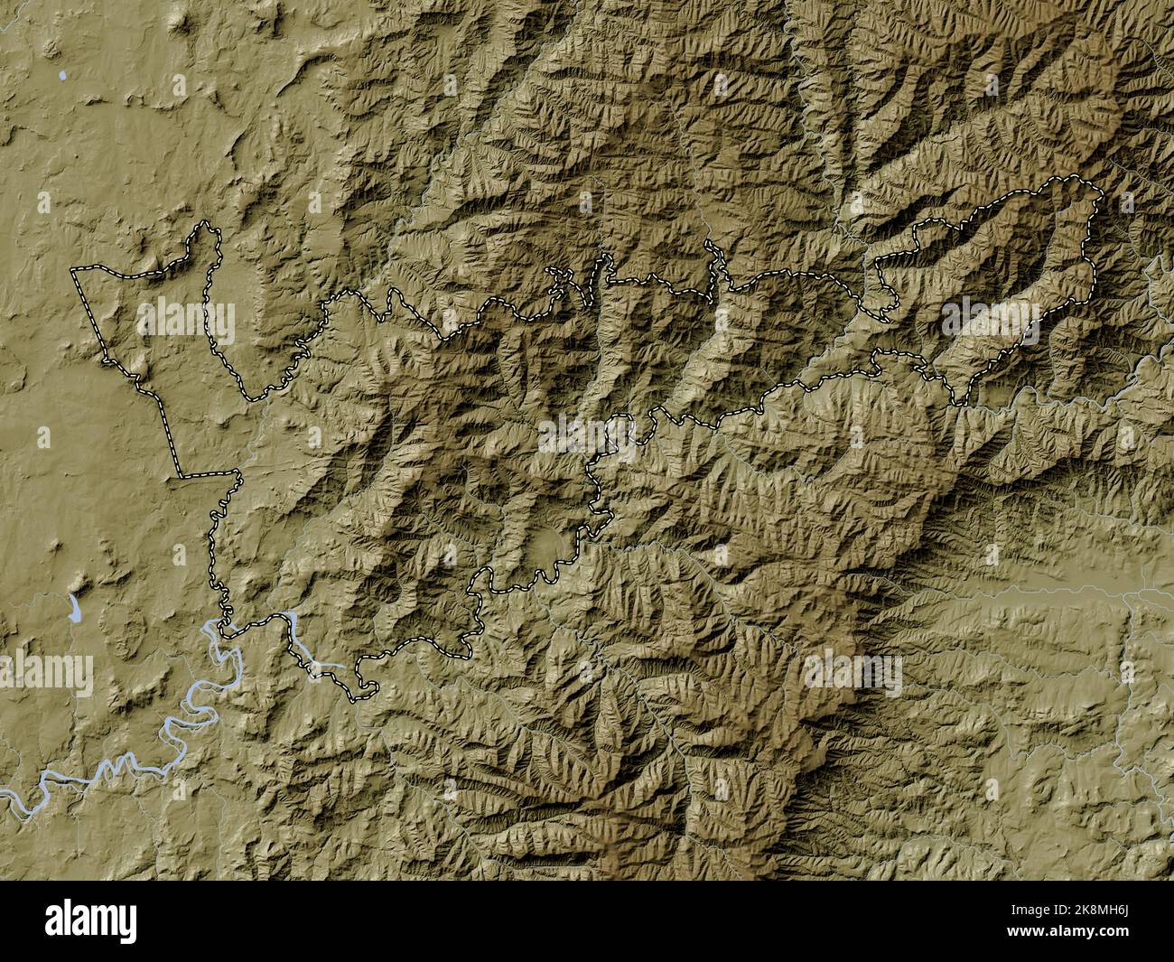 Mohale's Hoek, district of Lesotho. Elevation map colored in wiki style ...