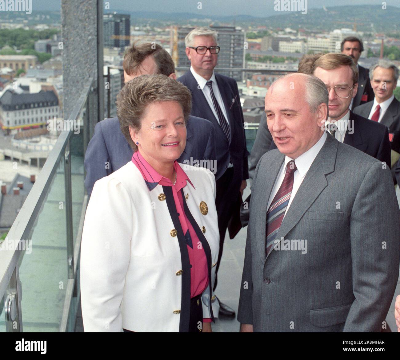 Oslo 19910605 Russian President Mikhail Gorbachev visits Oslo. Here he ...