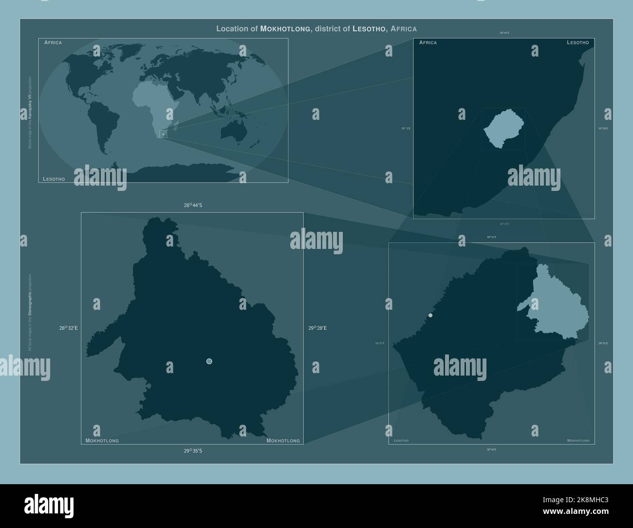 Mokhotlong, district of Lesotho. Diagram showing the location of the ...