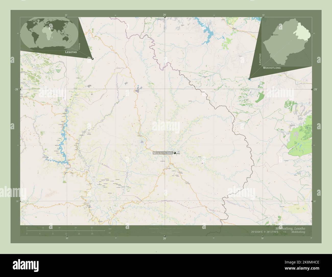 Mokhotlong, district of Lesotho. Open Street Map. Locations and names ...