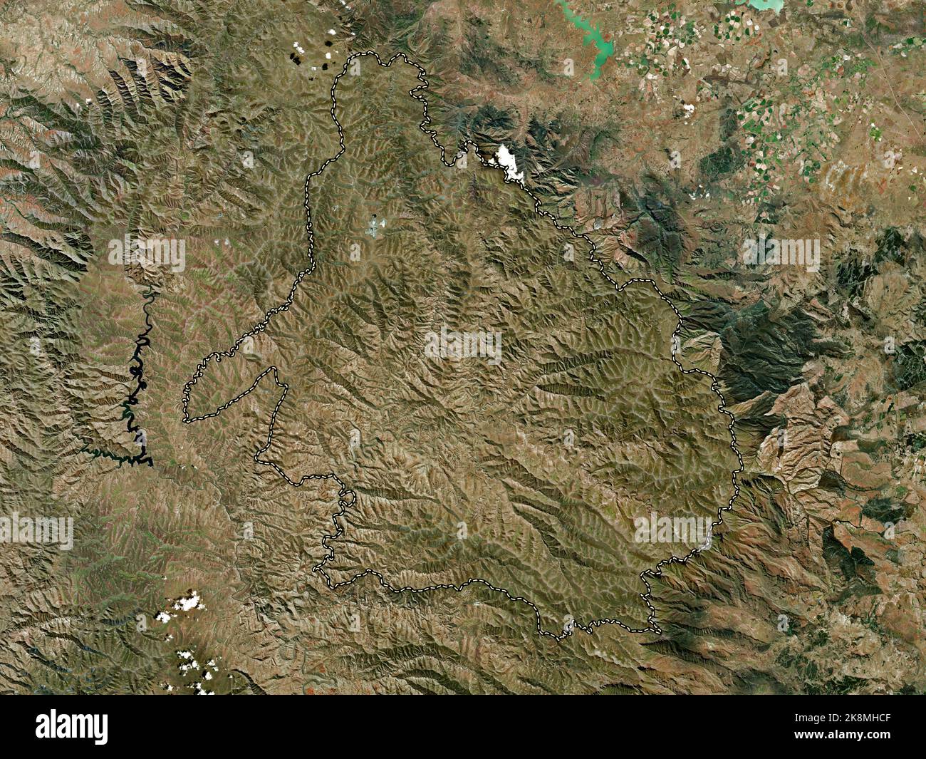 Mokhotlong, district of Lesotho. High resolution satellite map Stock ...