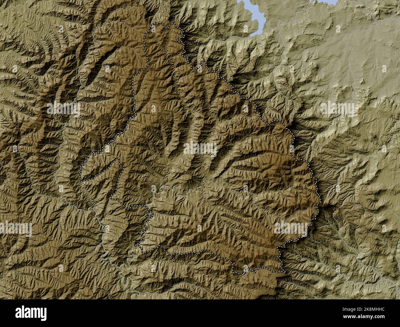 Mokhotlong, district of Lesotho. Elevation map colored in wiki style ...