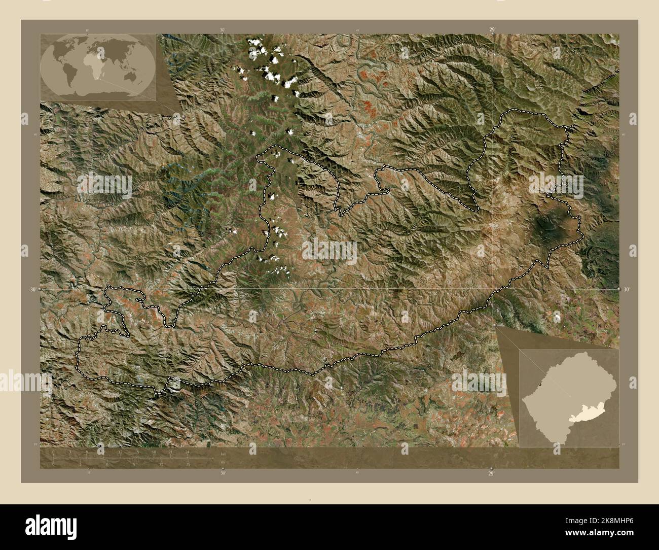 Qacha's Nek, district of Lesotho. High resolution satellite map ...
