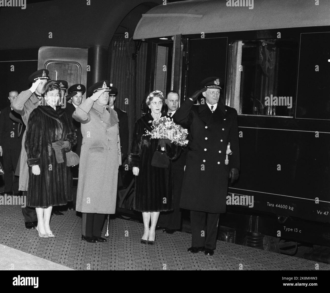 Oslo 19600220. Queen Ingrid and King Frederik of Denmark on an official ...