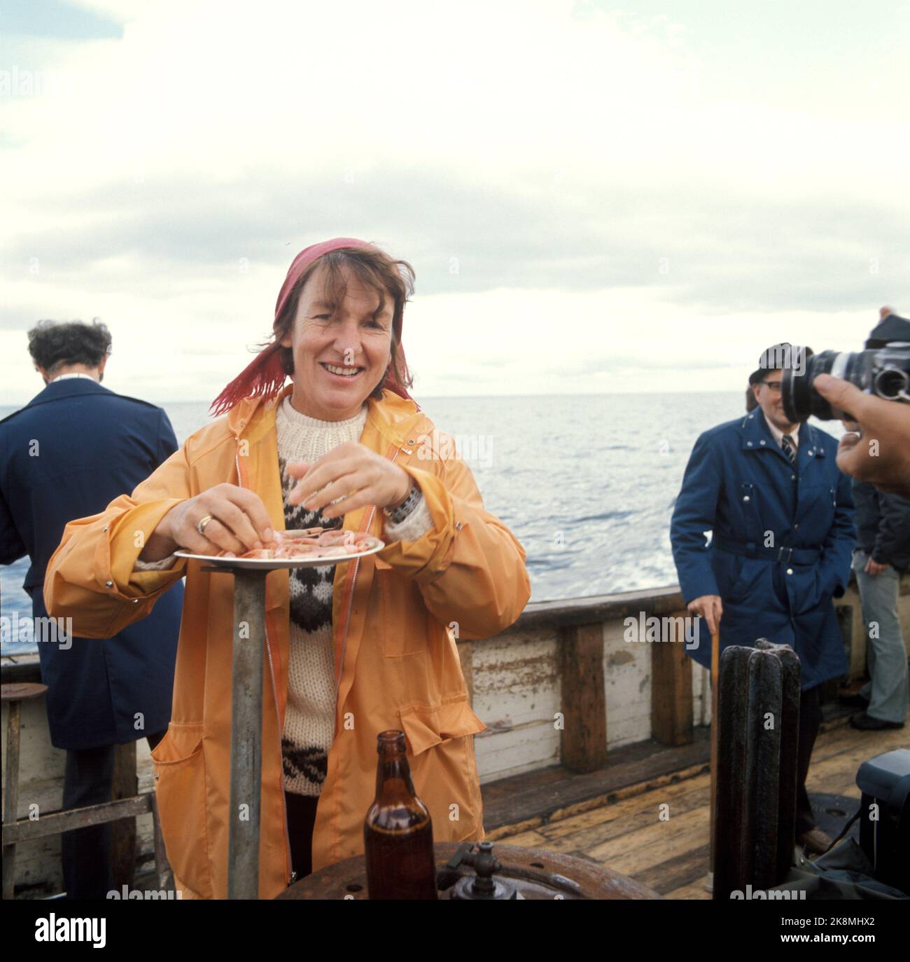 Nusfjord, Lofoten 19750718. Prime Minister Trygve Bratteli together ...