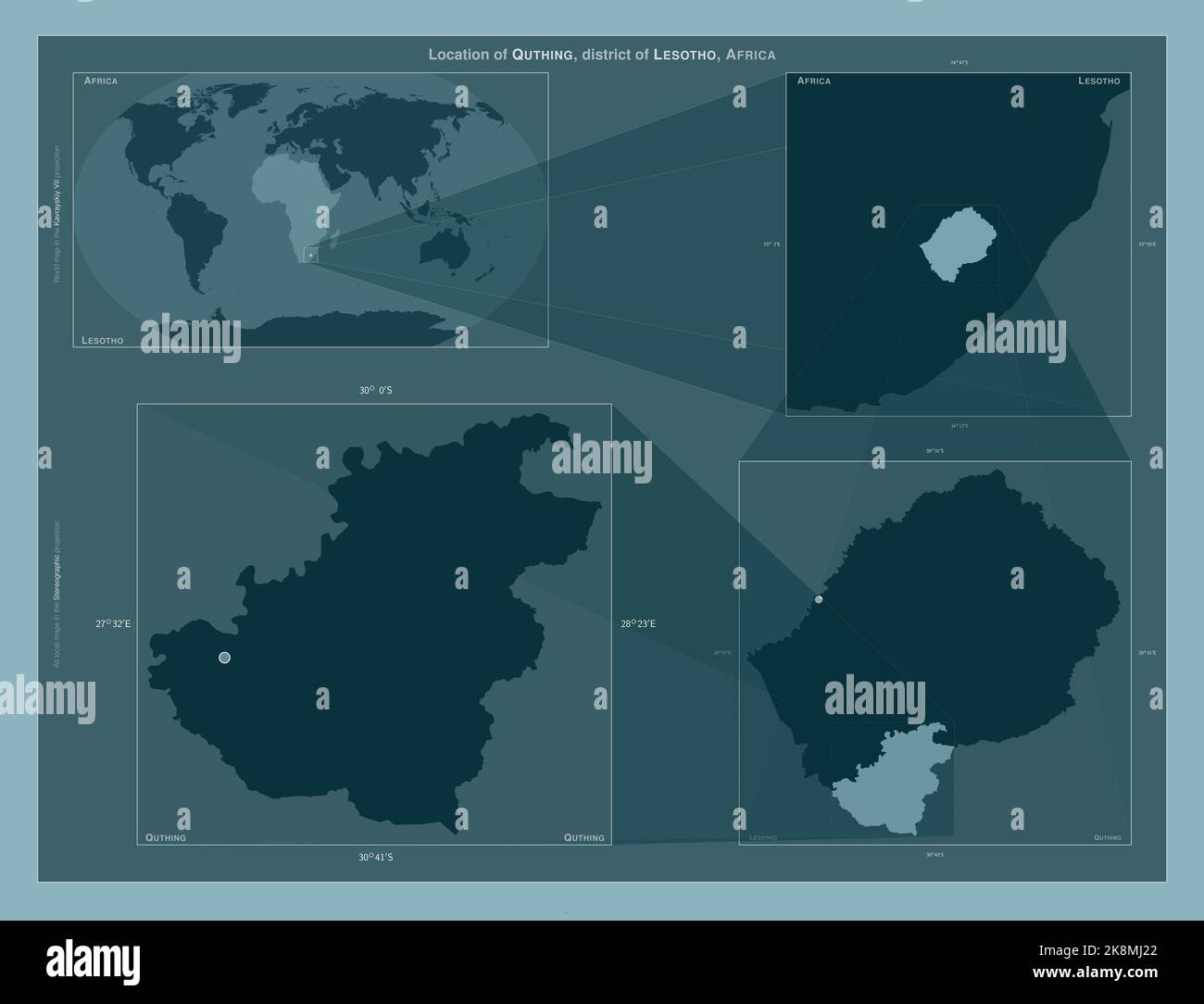 Quthing, district of Lesotho. Diagram showing the location of the ...