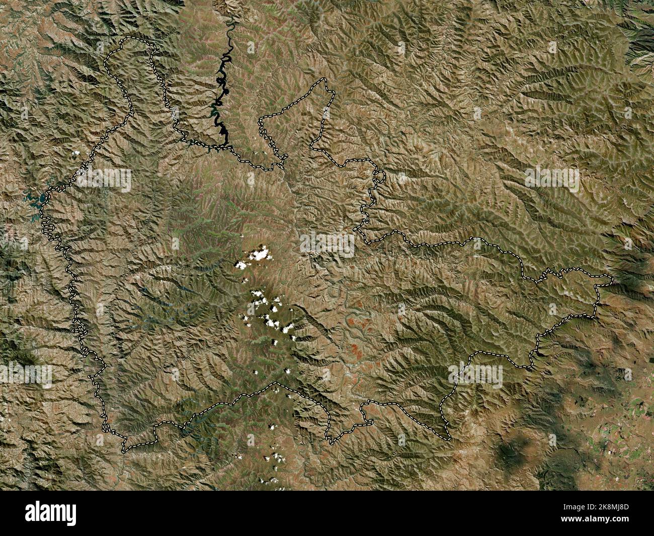 Thaba-Tseka, district of Lesotho. High resolution satellite map Stock ...