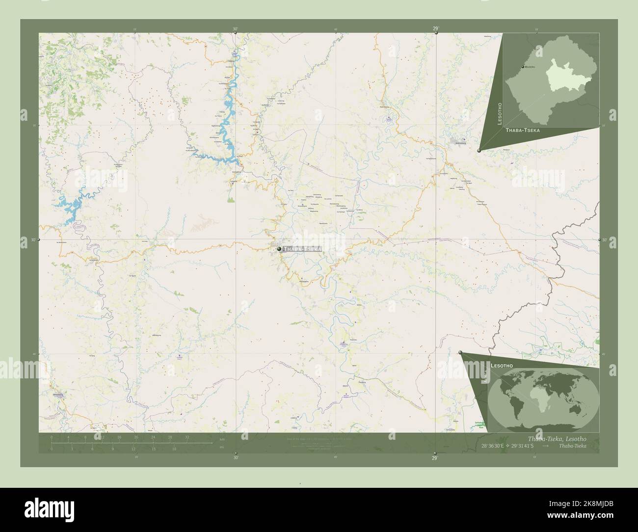 Thaba-Tseka, district of Lesotho. Open Street Map. Locations and names ...