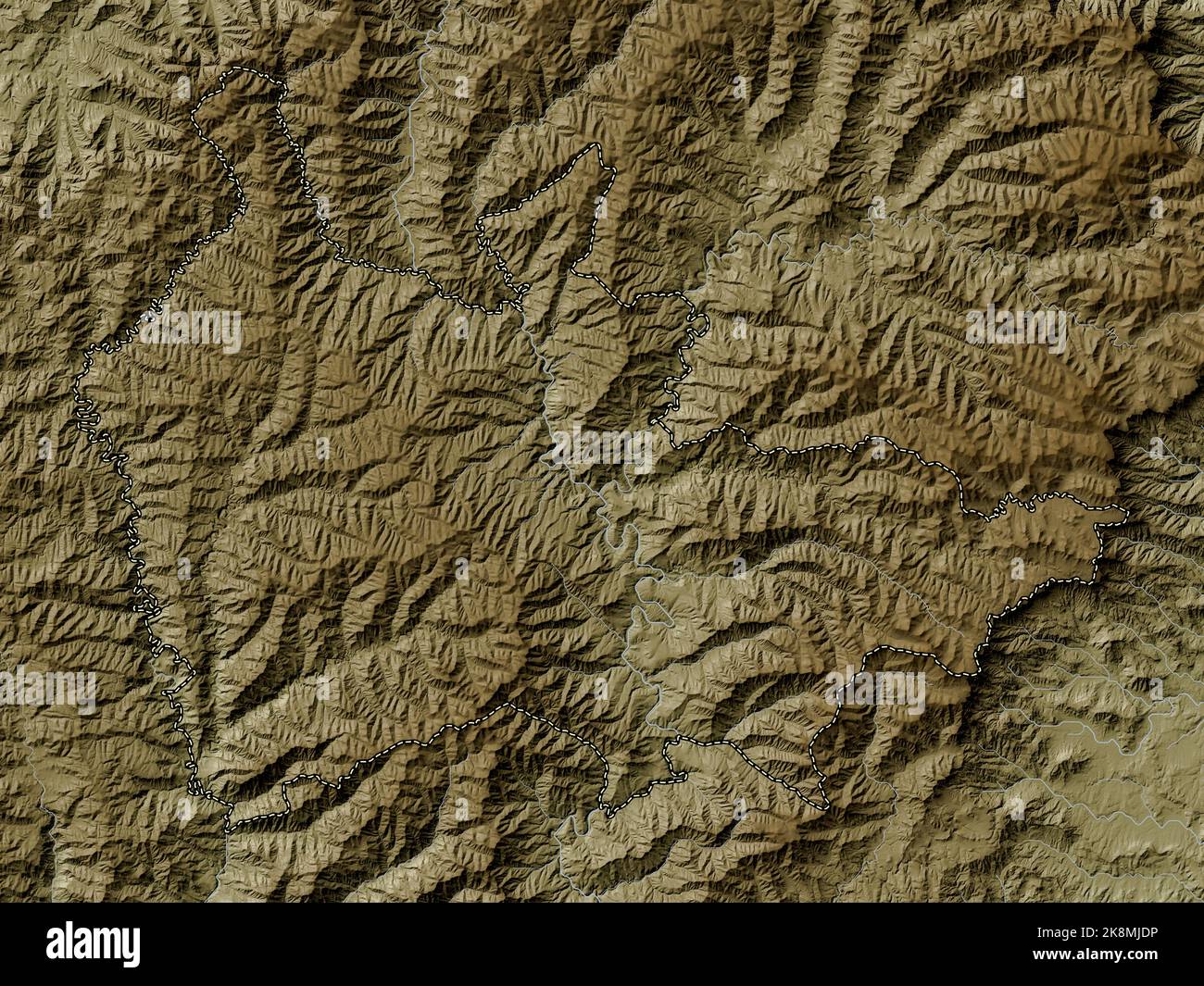 Thaba-Tseka, district of Lesotho. Elevation map colored in wiki style ...