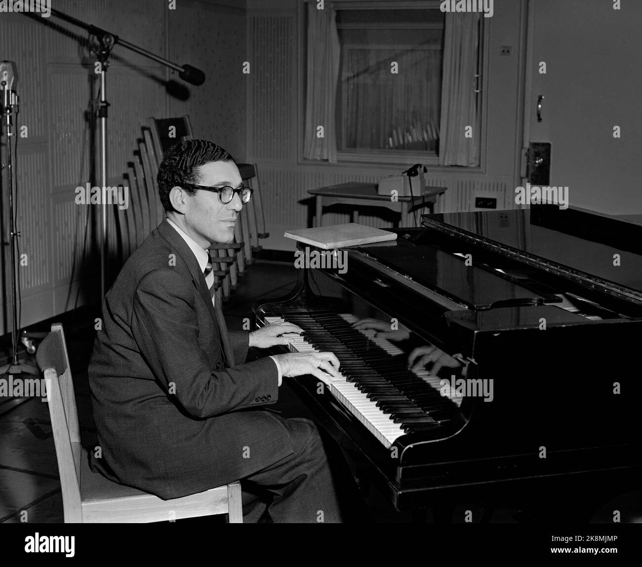 Oslo 19511213 pianist Robert Levin performs in NRK Studio. Photo at the ...