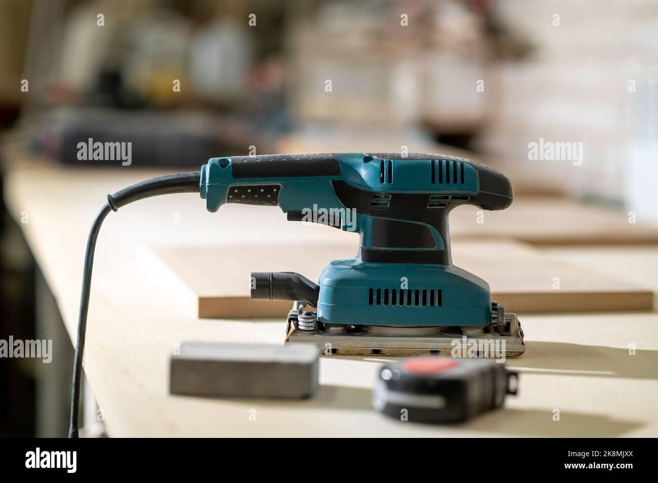 Close up picture of woodworking tools in a workshop Stock Photo - Alamy
