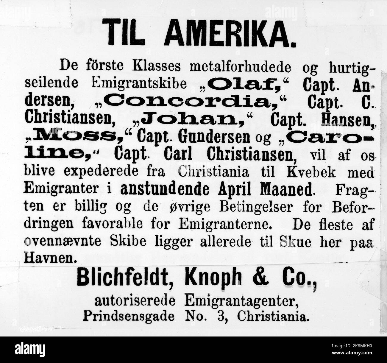 18690306. Advertisement in Norsk Folkeblad no. 10/1869 in Kristiania ...