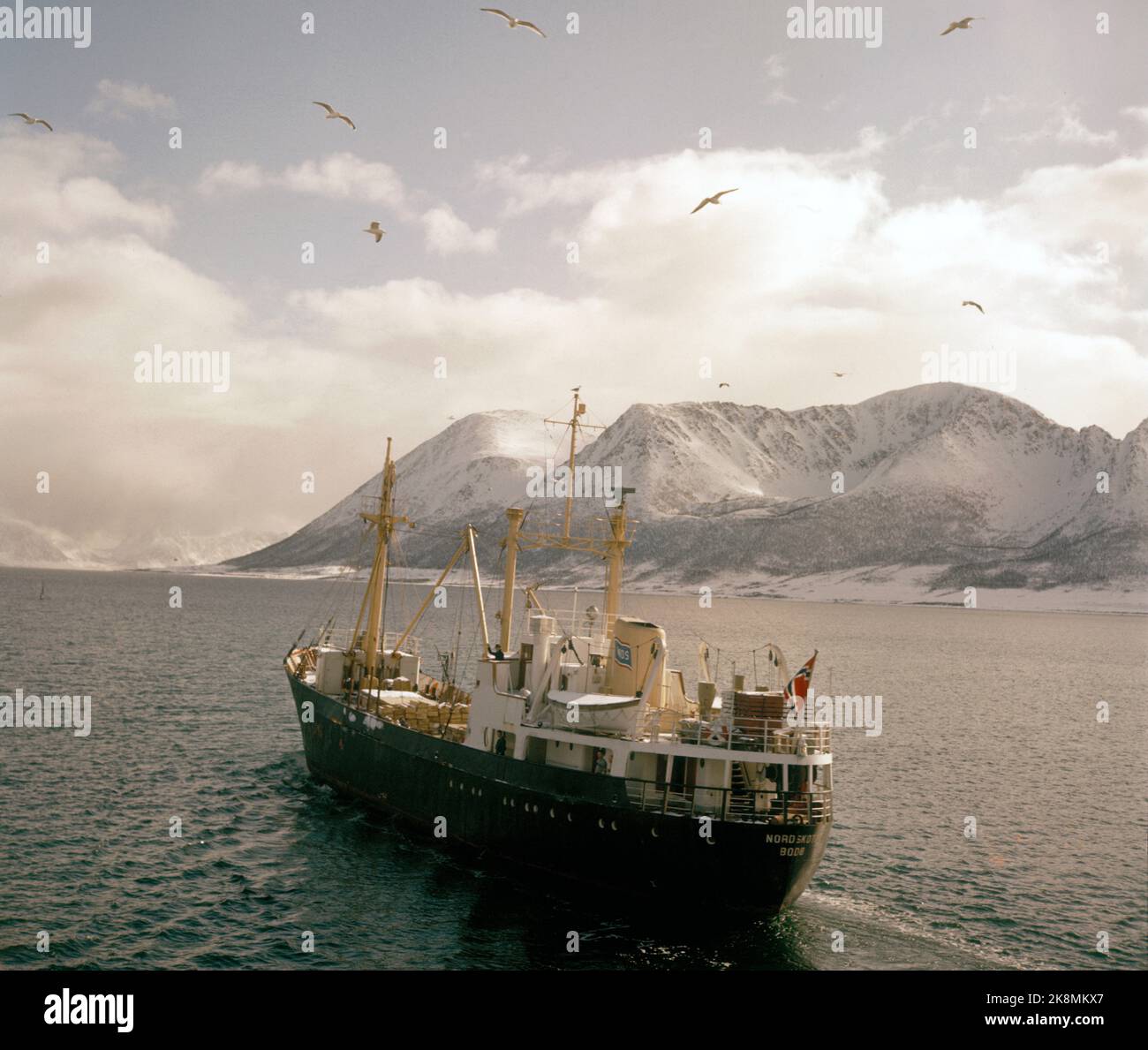 Finnmark 1962 the cargo ship nordskott in beautiful weather hi-res ...
