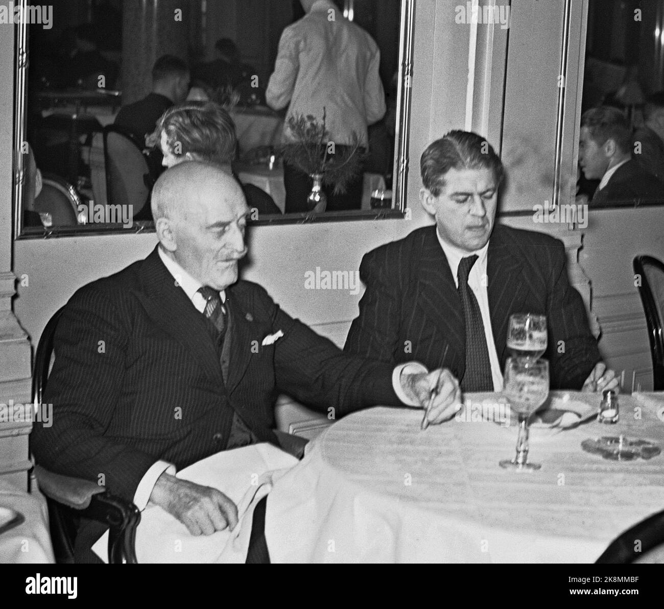 Oslo 19420227 author Knut Hamsun (TV) and his son Arild Hamsun together ...