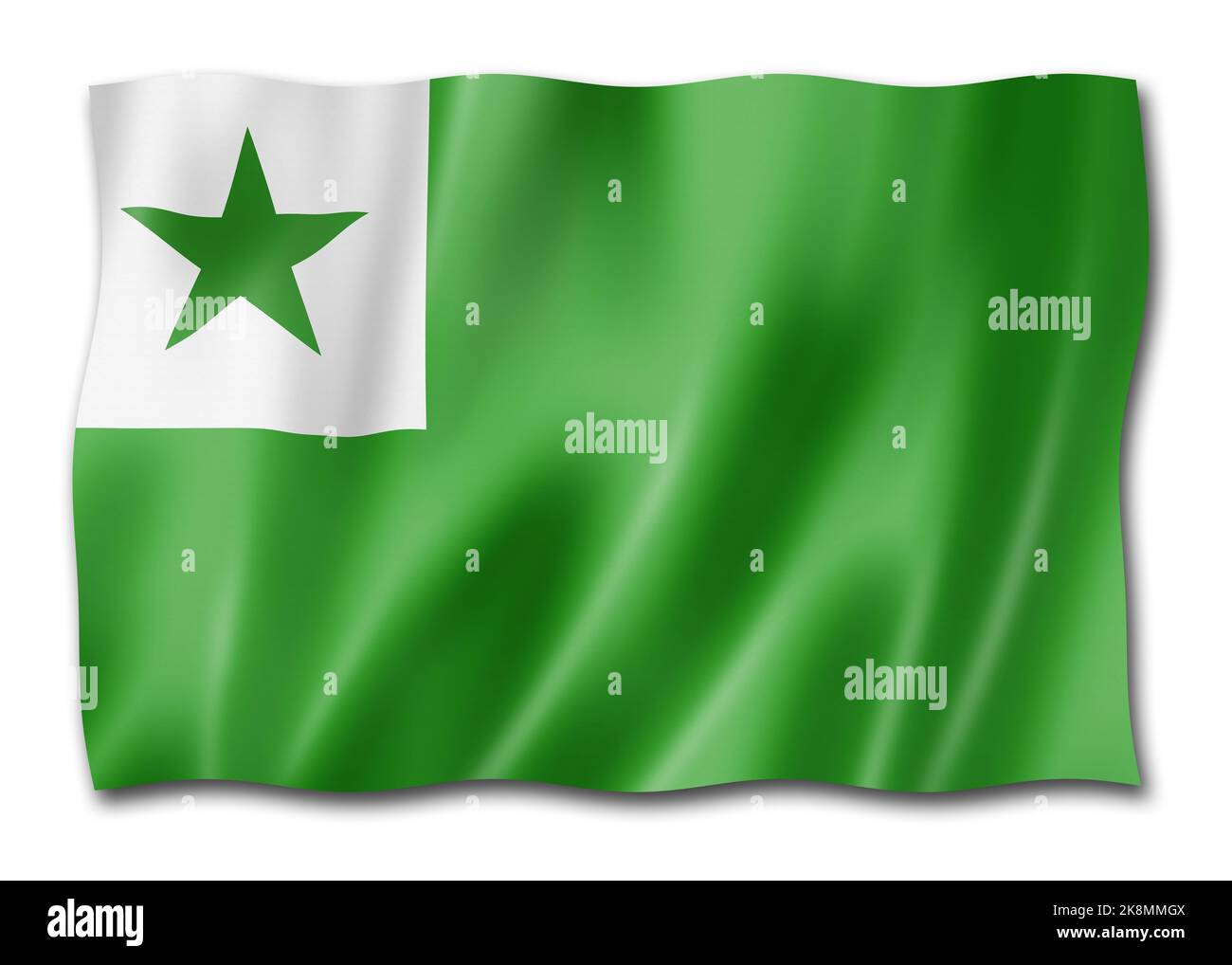 Esperanto language flag. Waving banner collection. 3D illustration ...