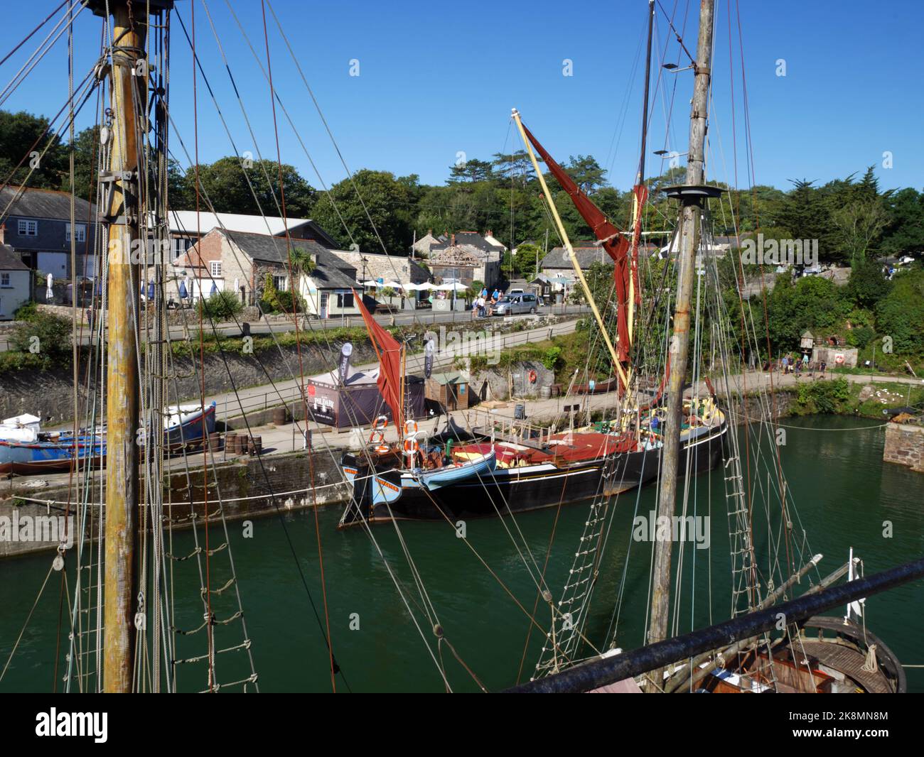 Thames barge "Lady Daphne" at Charlestown harbour, St Austell, Cornwall ...