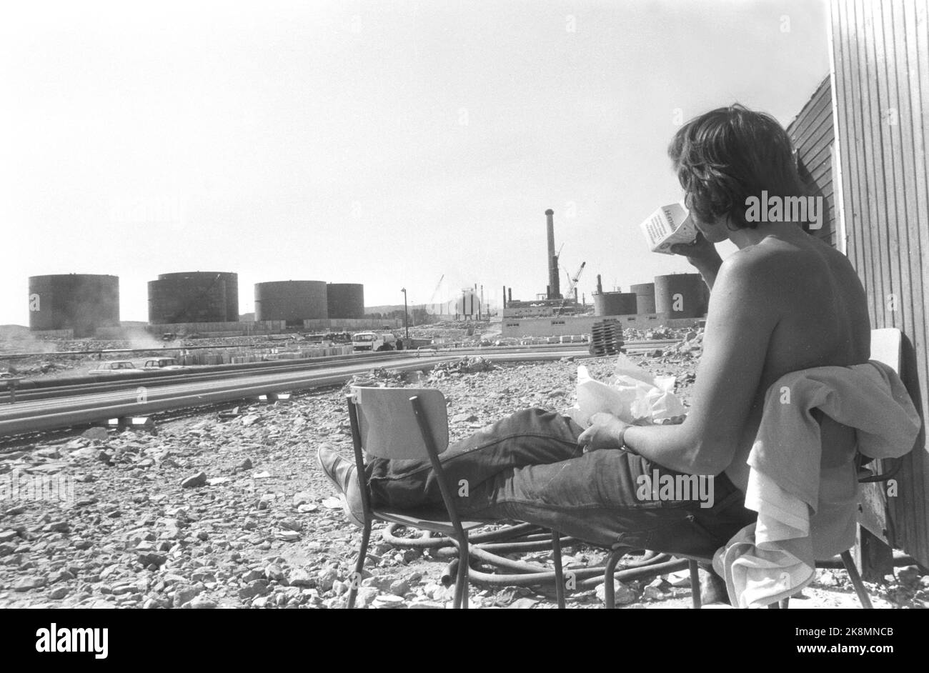 Mongstad 19740525. The first Norwegian -owned oil refinery rises at ...