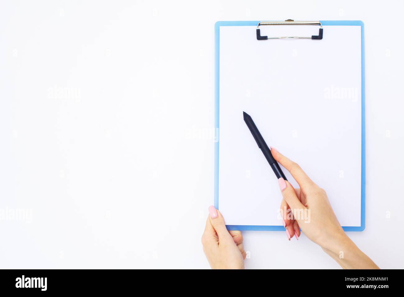 Blank Folder with White Paper. Hand that Holding Folder and Handle on ...