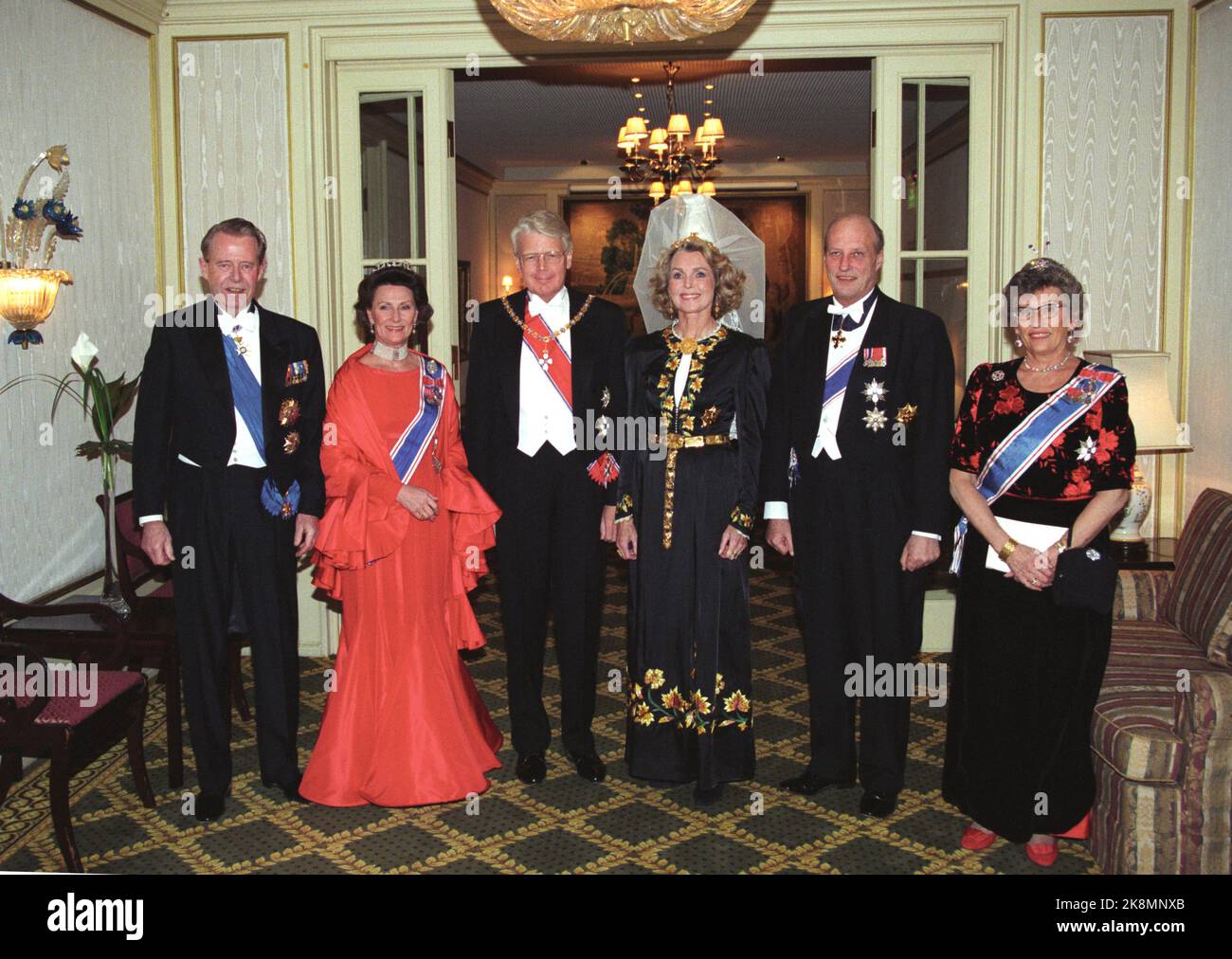 King harald mrs gudrun katrin thorbergsdottir and princess astrid hi ...