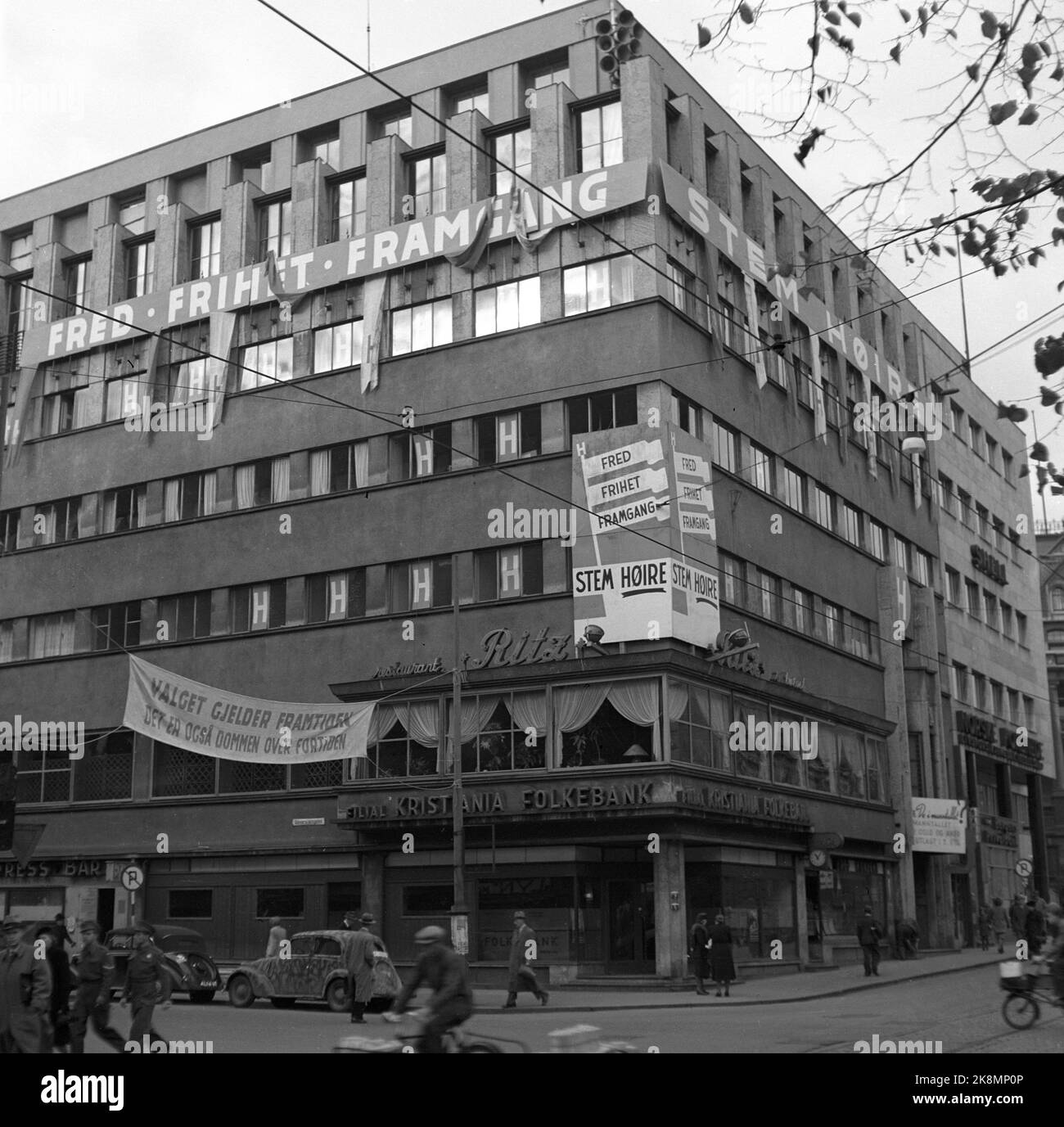 Oslo 19451007 The parliamentary elections: Here Høyre's house with ...