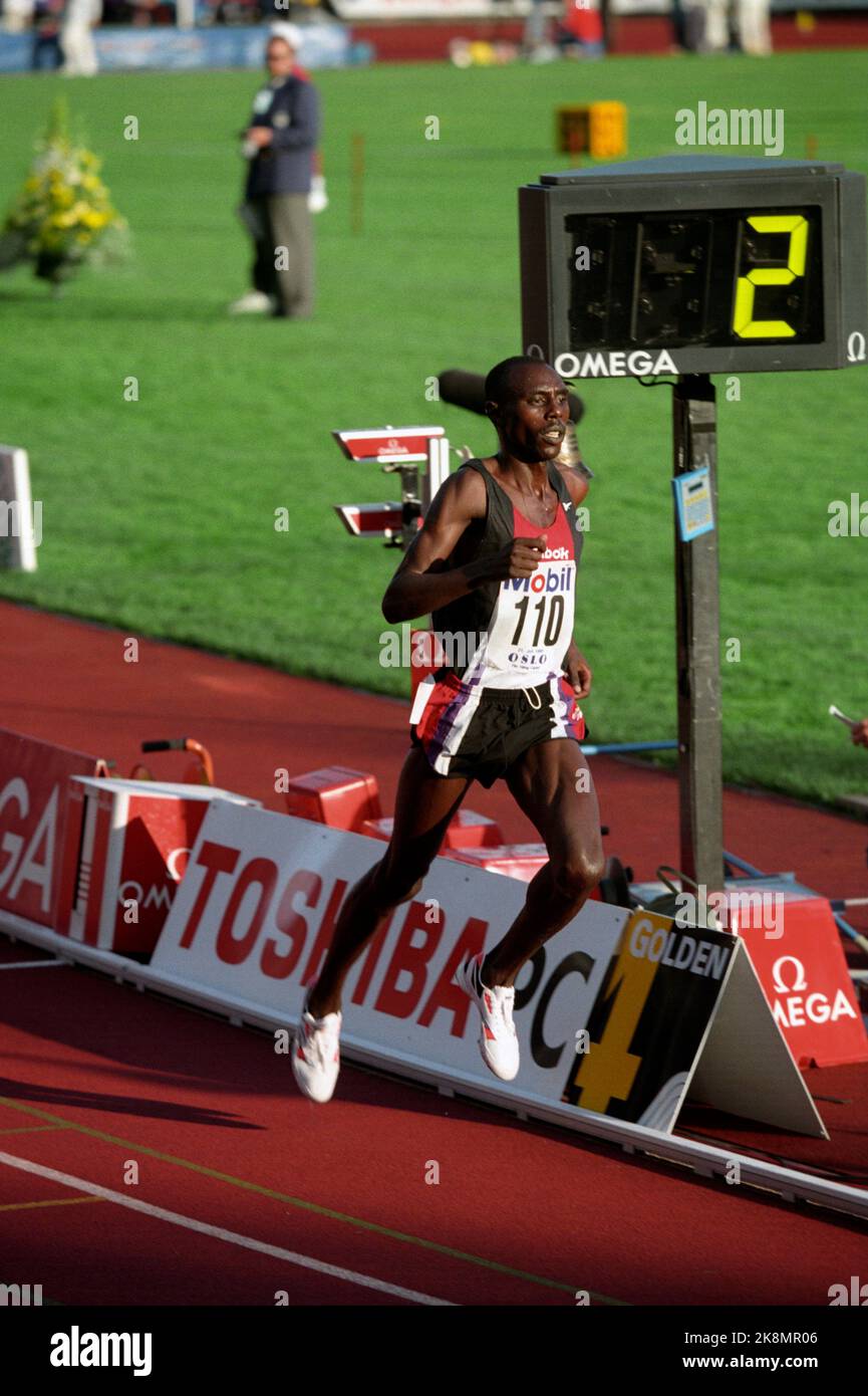 Oslo July 21, 1995. Moses KipTanui, 3000 meters hedge, Bislett Games ...