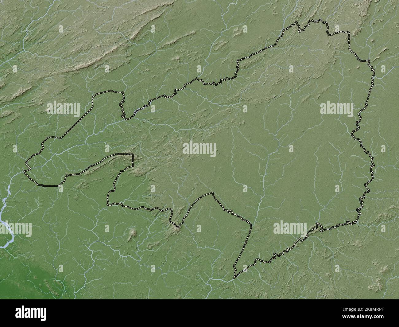 Bong, county of Liberia. Elevation map colored in wiki style with lakes ...