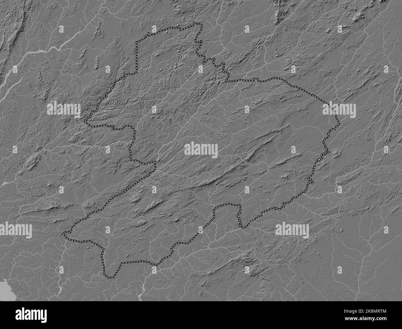 Gbapolu, county of Liberia. Bilevel elevation map with lakes and rivers ...