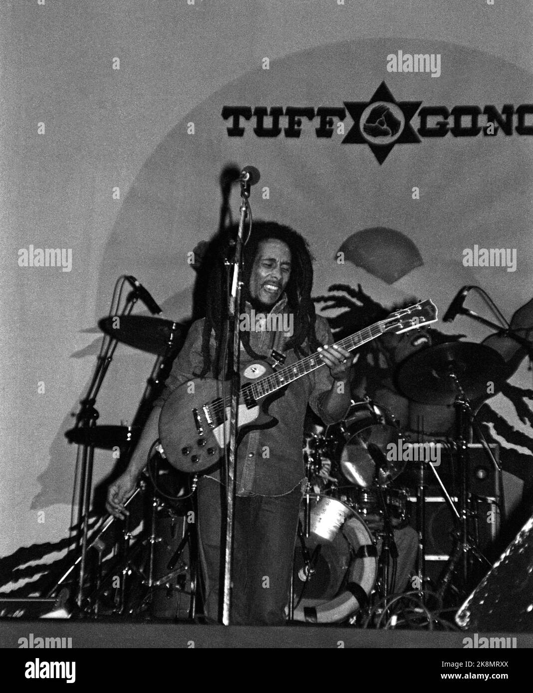Drammen 198006. Bob Marley on stage during the concert in ...