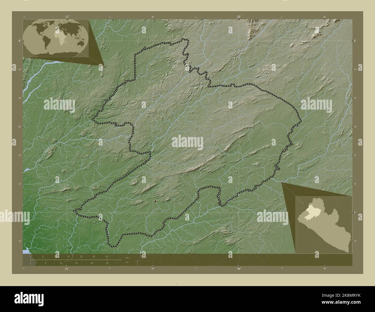 Gbapolu, county of Liberia. Elevation map colored in wiki style with ...