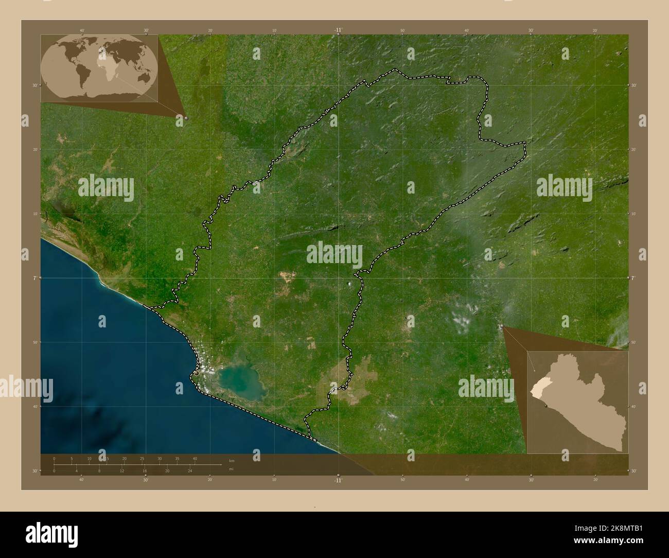 Grand Cape Mount, county of Liberia. Low resolution satellite map ...