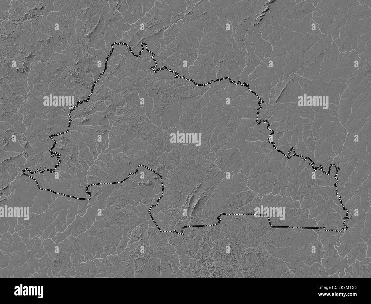 Grand Gedeh, county of Liberia. Bilevel elevation map with lakes and ...
