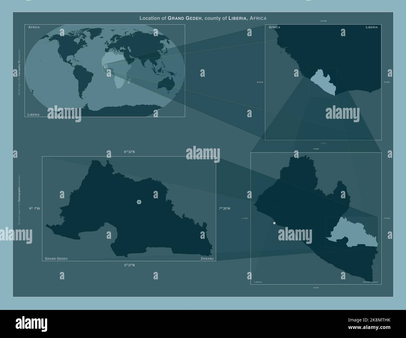 Grand Gedeh, county of Liberia. Diagram showing the location of the ...