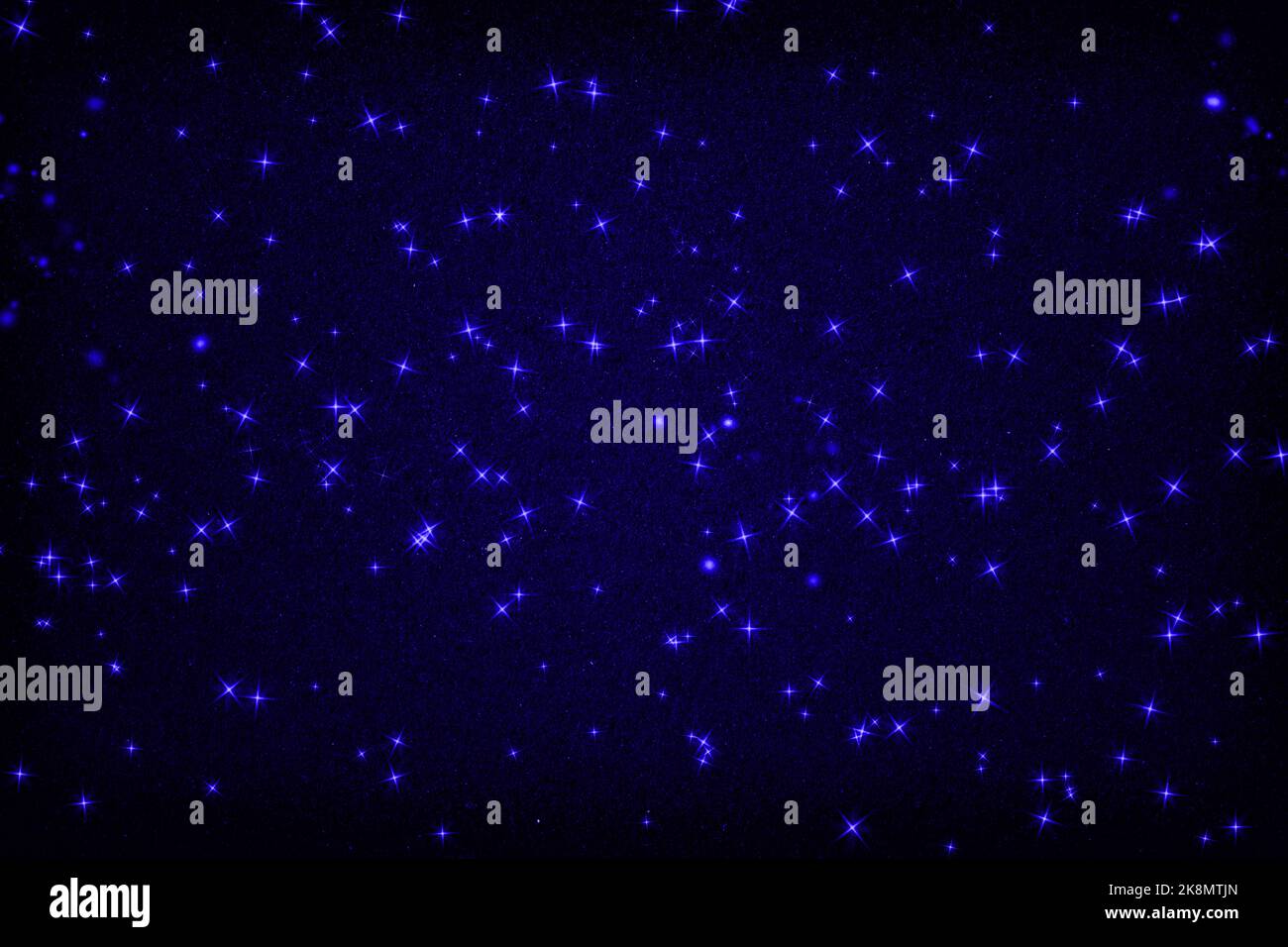 Digital night sky with stars. Artificial space. Blue stars glow in dark ...