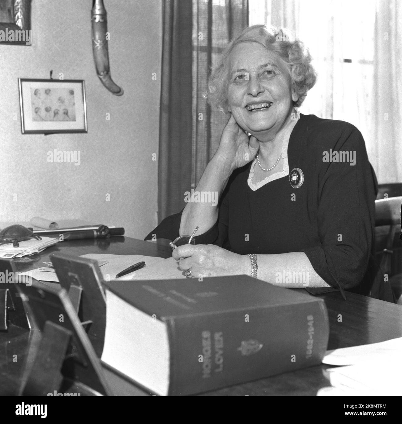 Oslo 19560421. Author and women's businesswoman Margarete Bonnevie at ...