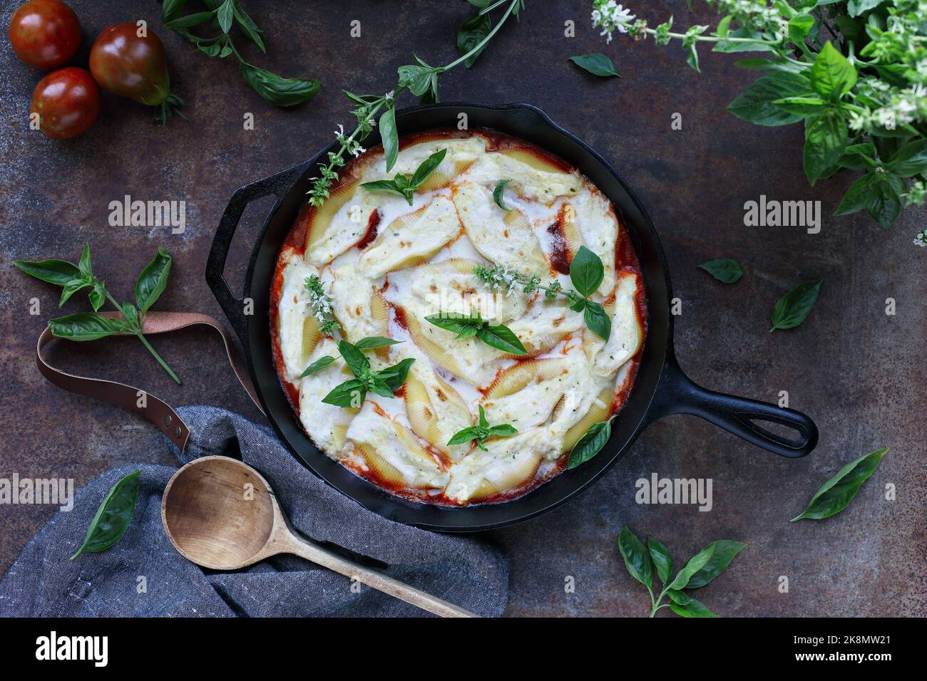 Conchiglie stuffed pasta shells, with ricotta cheese, mozzarella and ...