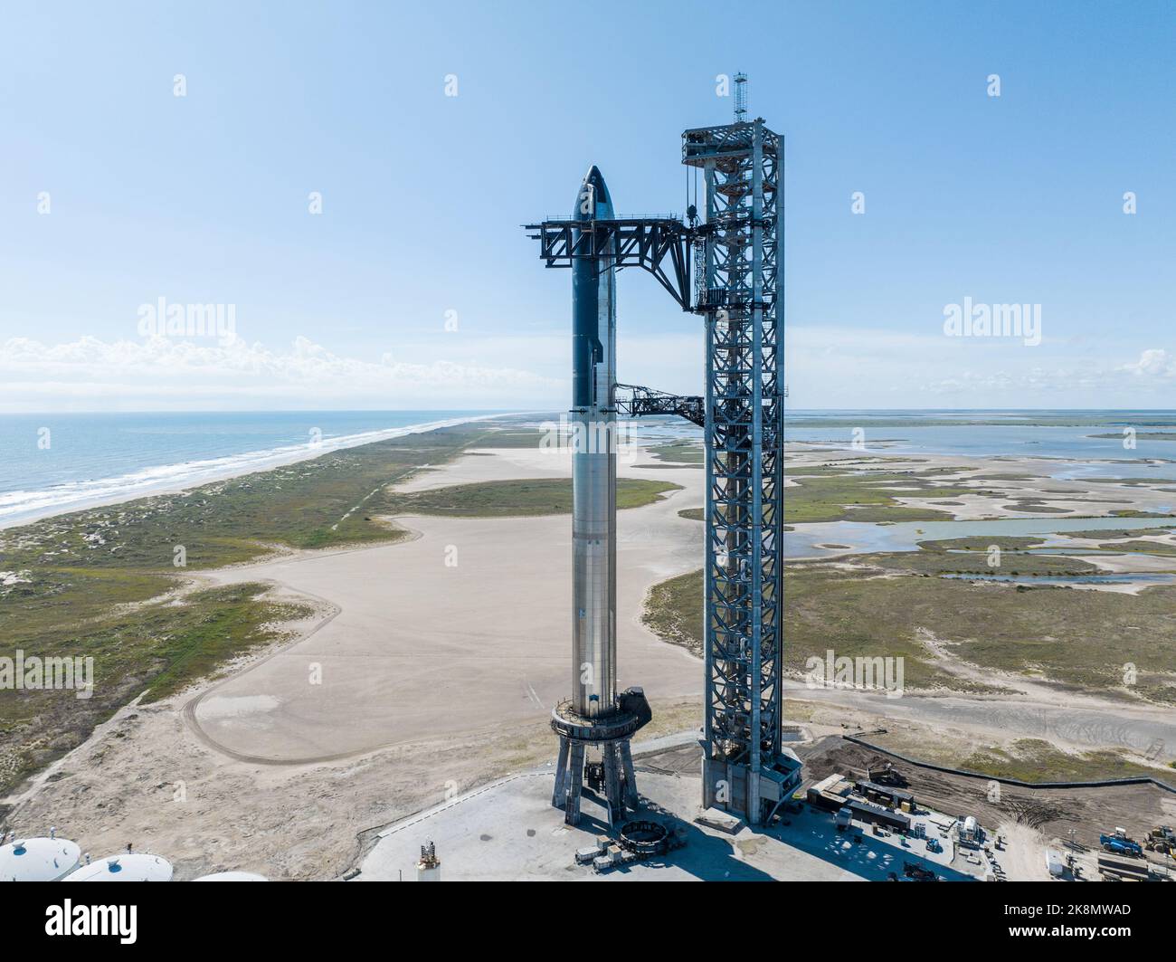 SpaceX stacks the Ship 24 Starship prototype atop Booster 7 at its ...