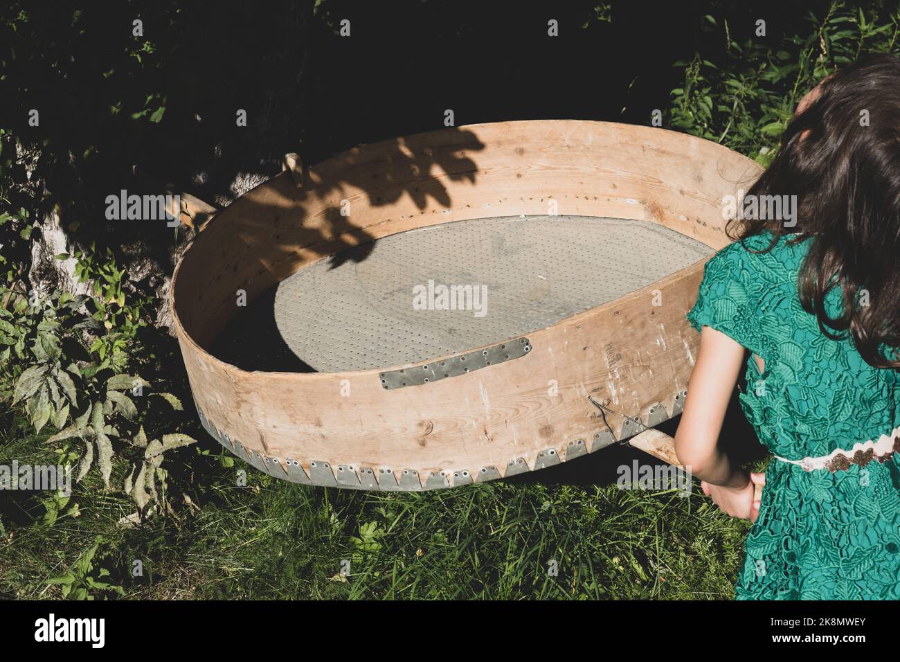 Old empty grain cleaner set up for demonstration Stock Photo - Alamy