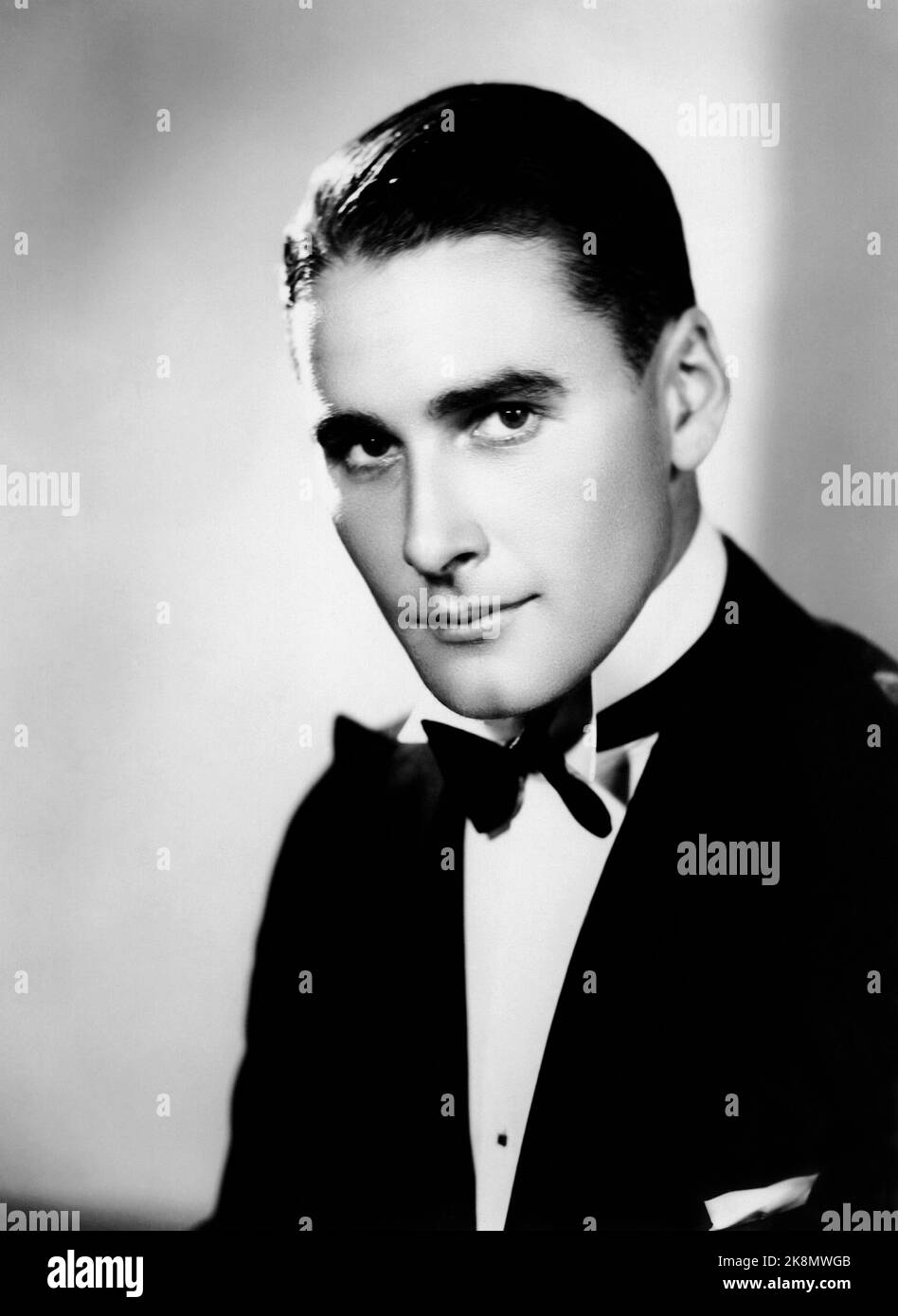 Portrait of the Australian-American actor Errol Flynn. 1930s Stock ...
